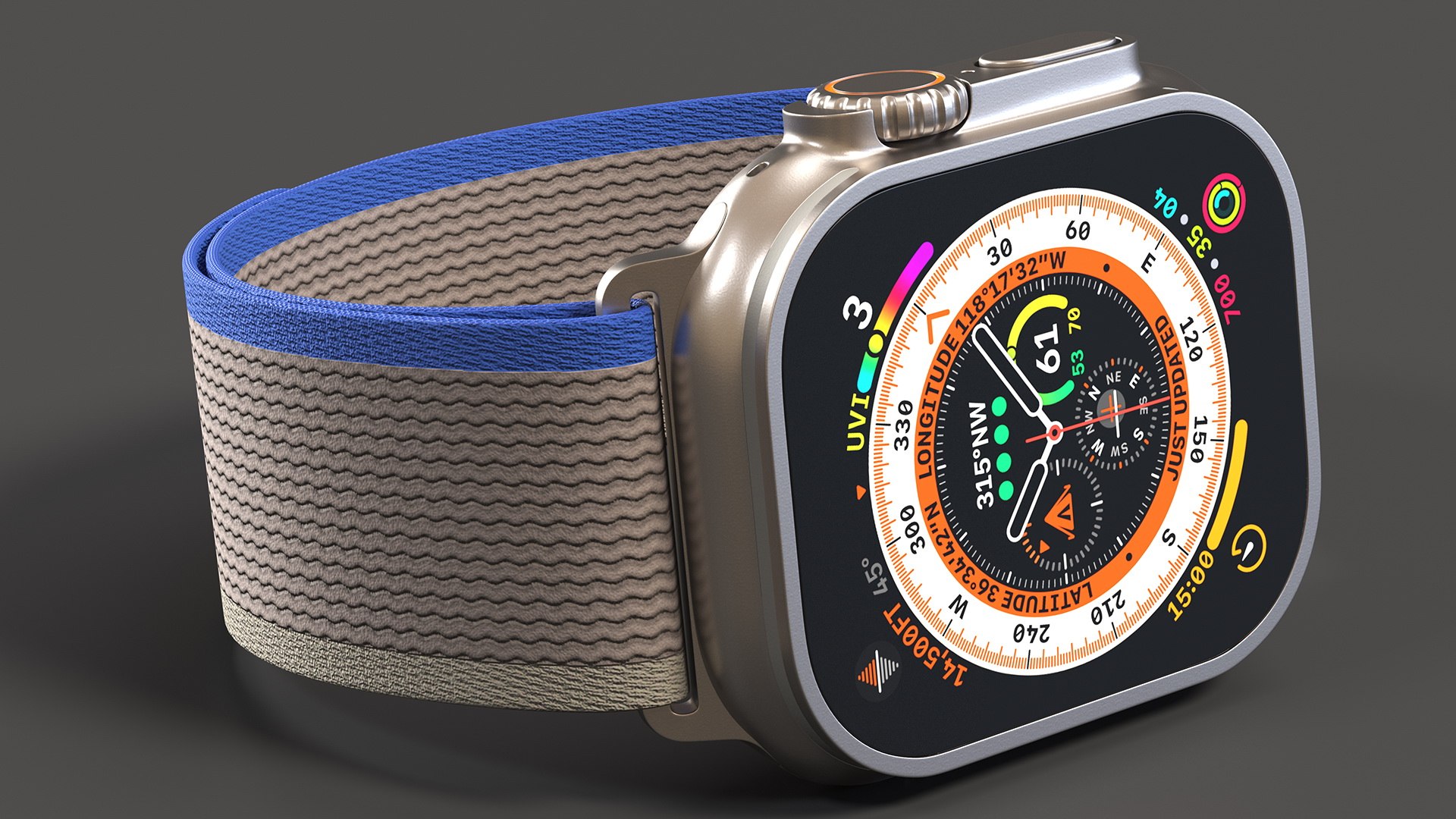 3D Apple Watch Ultra Trail Loop Blue-Gray - TurboSquid 1984122