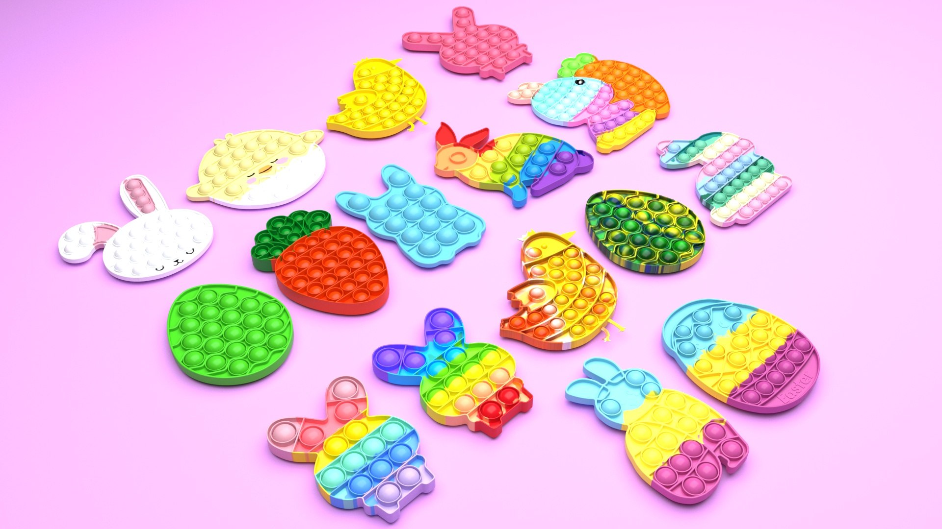 3D Easter Pop It Fidget Toys Set - TurboSquid 1881873