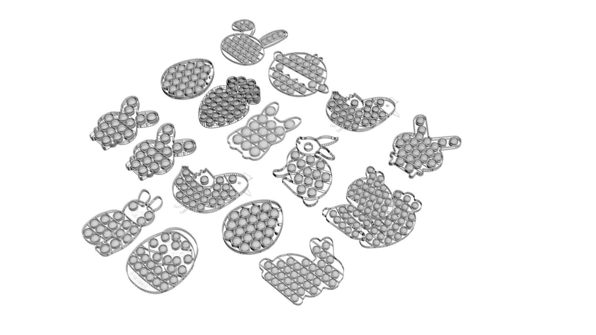 3D Easter Pop It Fidget Toys Set - TurboSquid 1881873