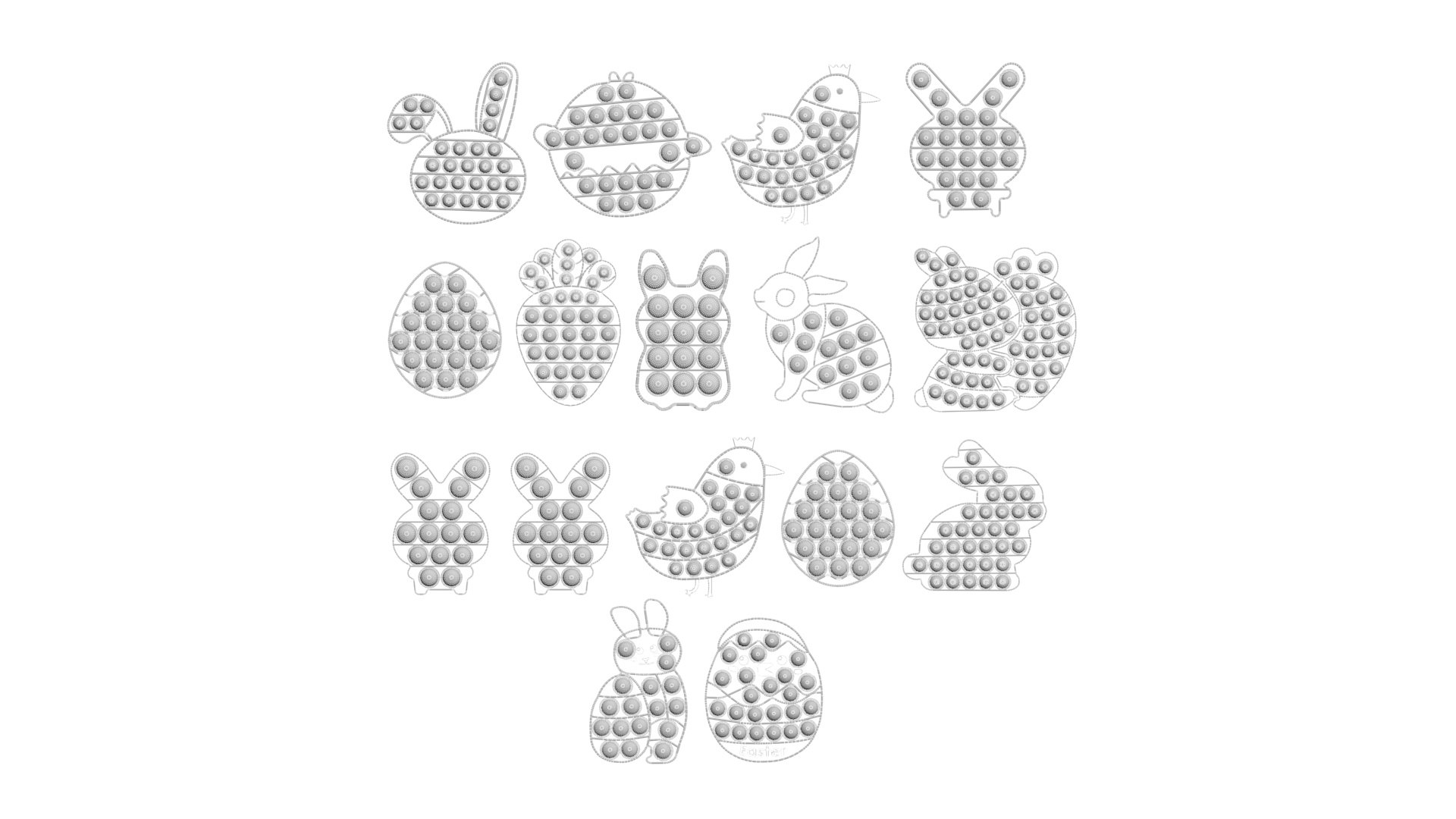 3D Easter Pop It Fidget Toys Set - TurboSquid 1881873