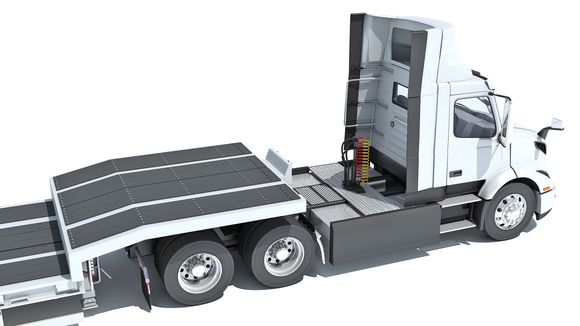 Semi-Truck With Platform Trailer 3D Model - TurboSquid 2266847