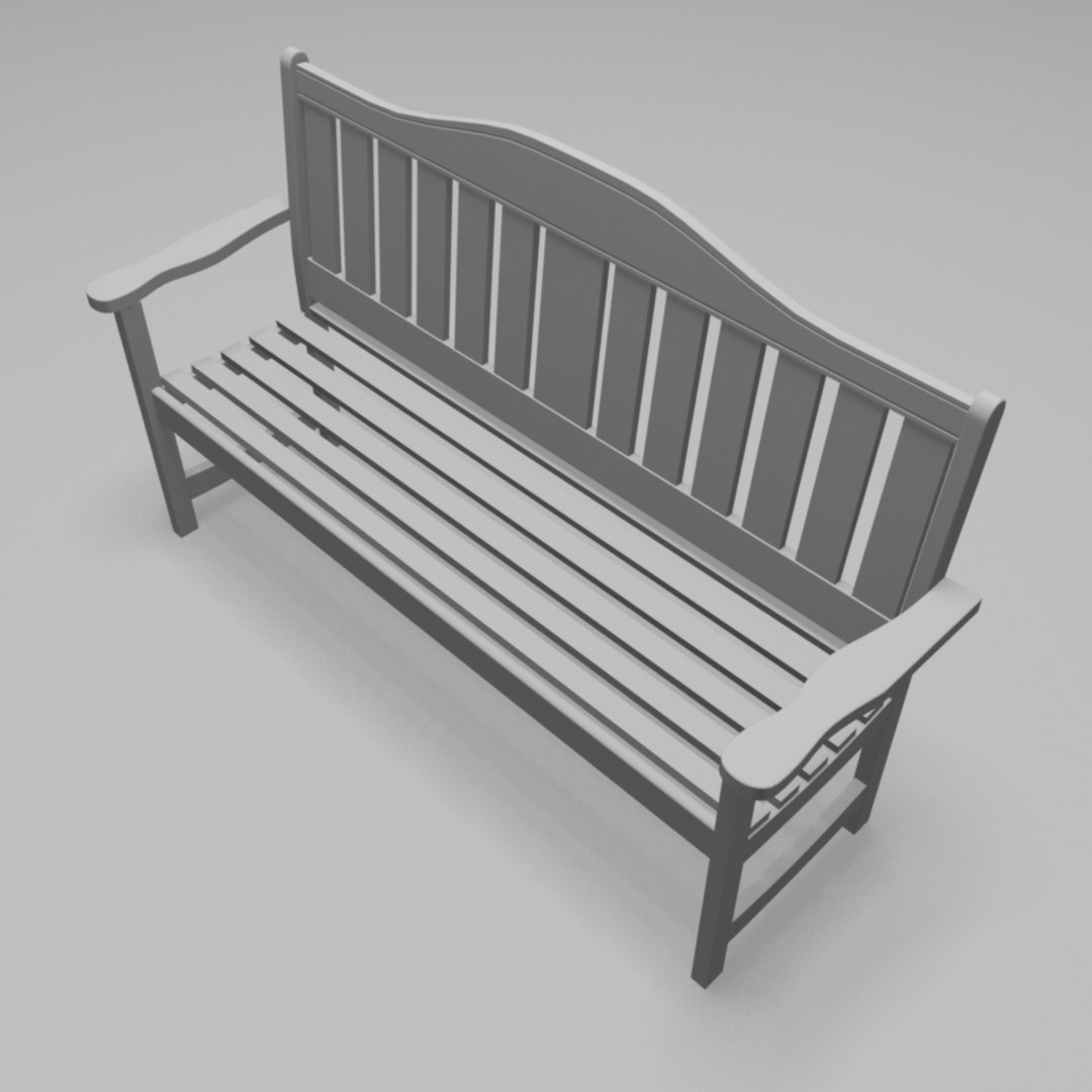 3d wooden bench