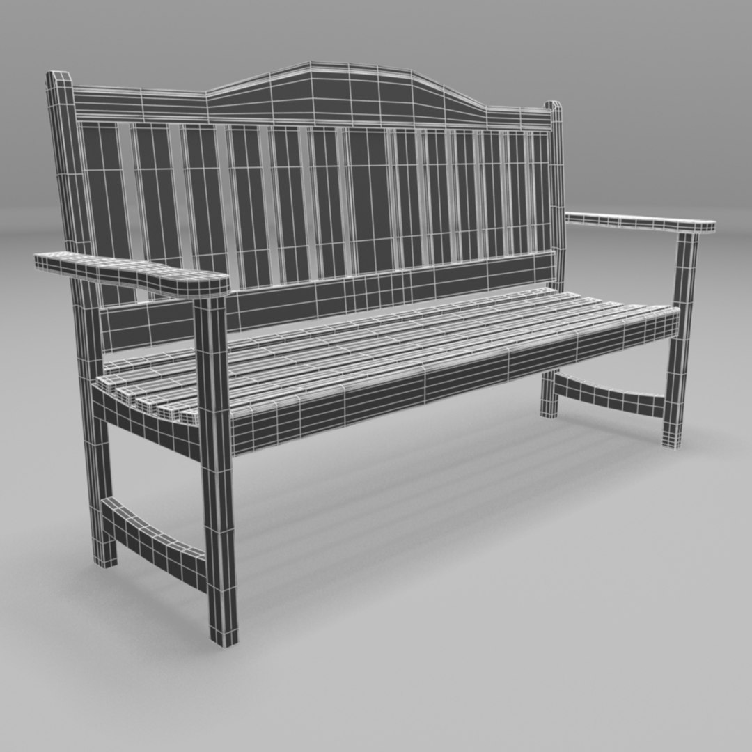 3d wooden bench