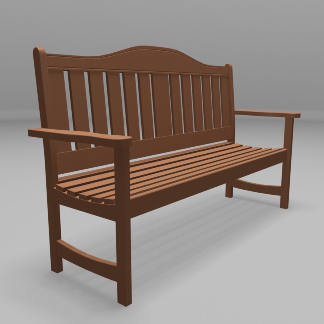 3d wooden bench