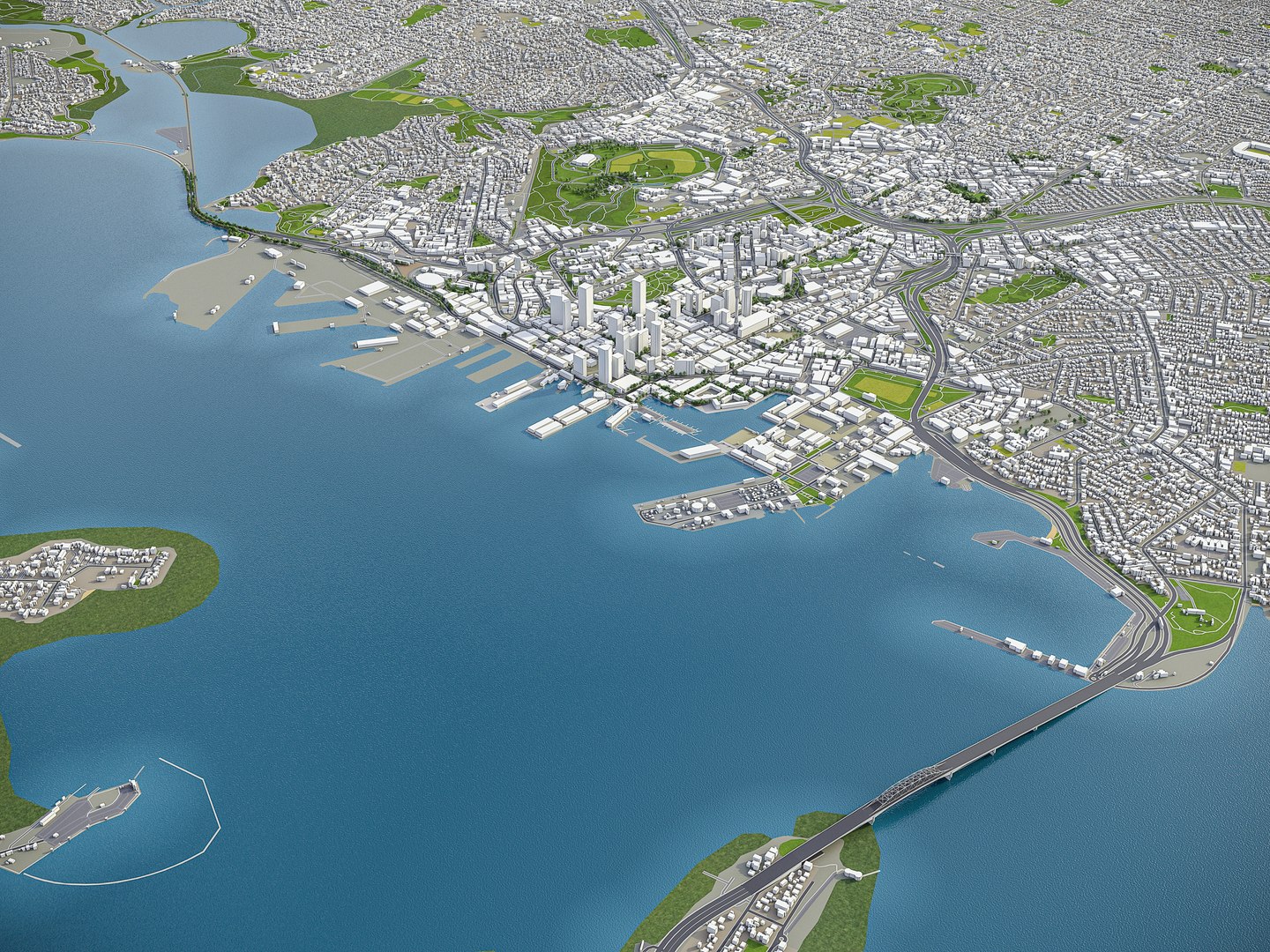 3D City Auckland Surrounding - - TurboSquid 1421962