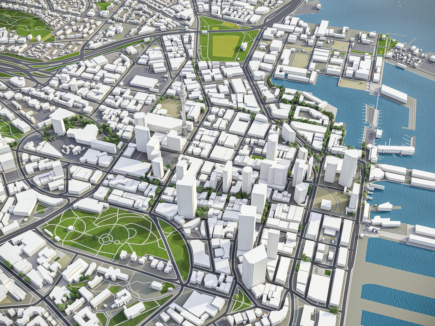 3D City Auckland Surrounding - - TurboSquid 1421962