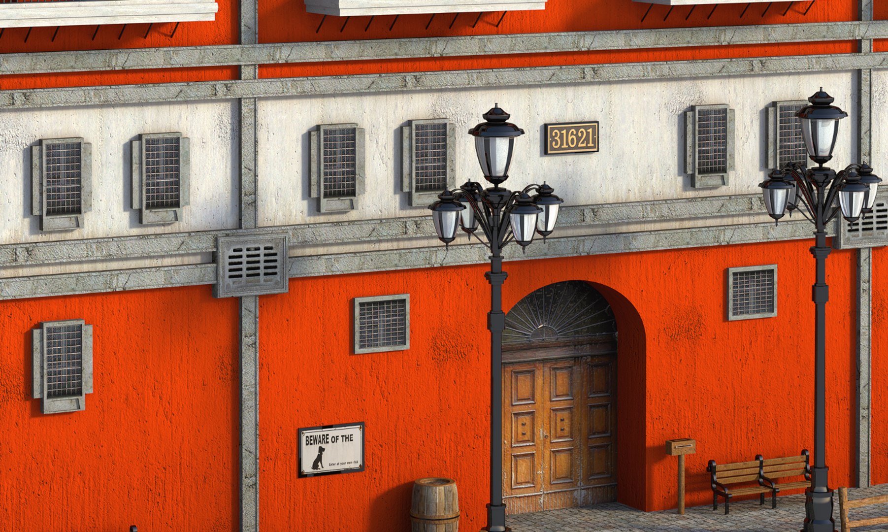 Fantasy building orange model - TurboSquid 1318029