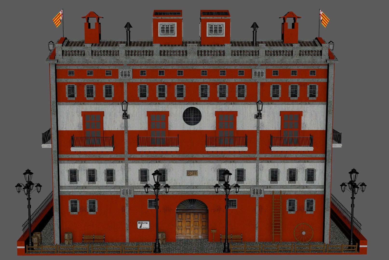 Fantasy building orange model - TurboSquid 1318029