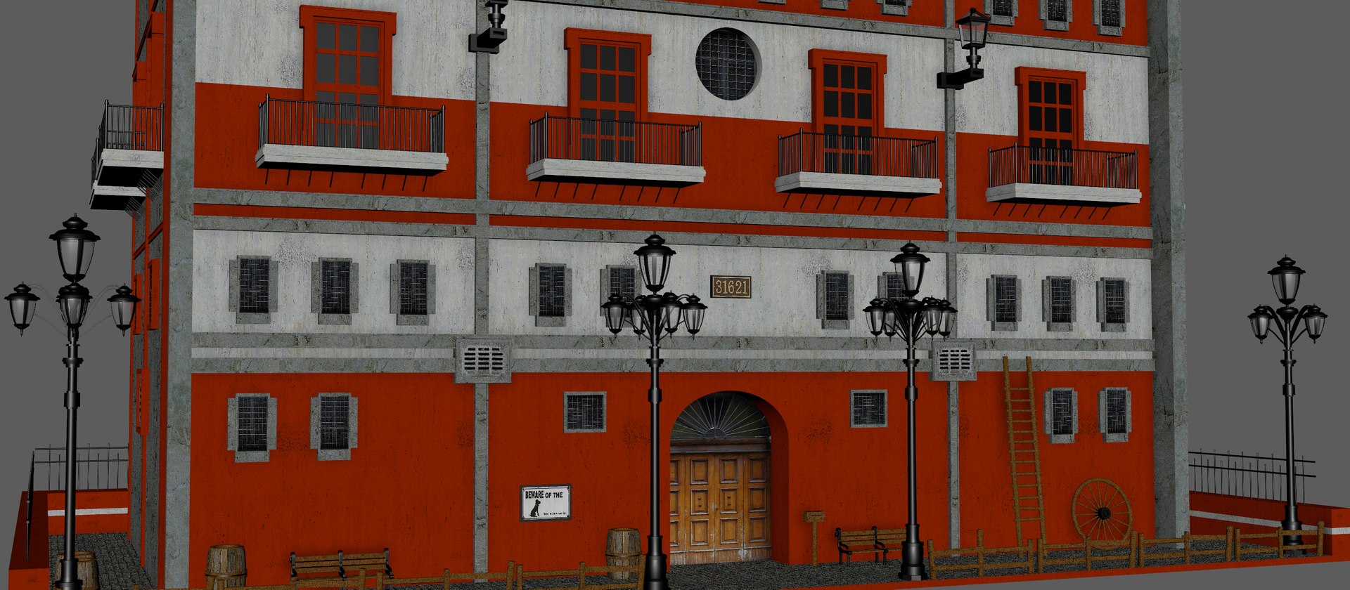 Fantasy building orange model - TurboSquid 1318029