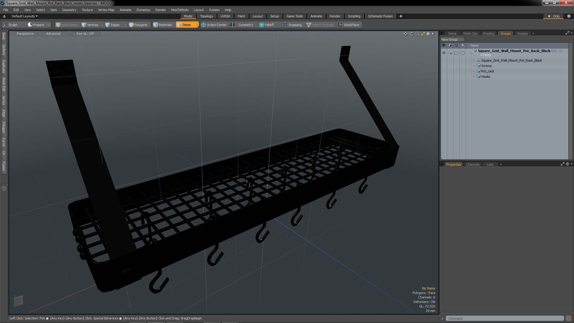 Square Grid Wall Mount Pot Rack Black 3D Model - TurboSquid 2156987