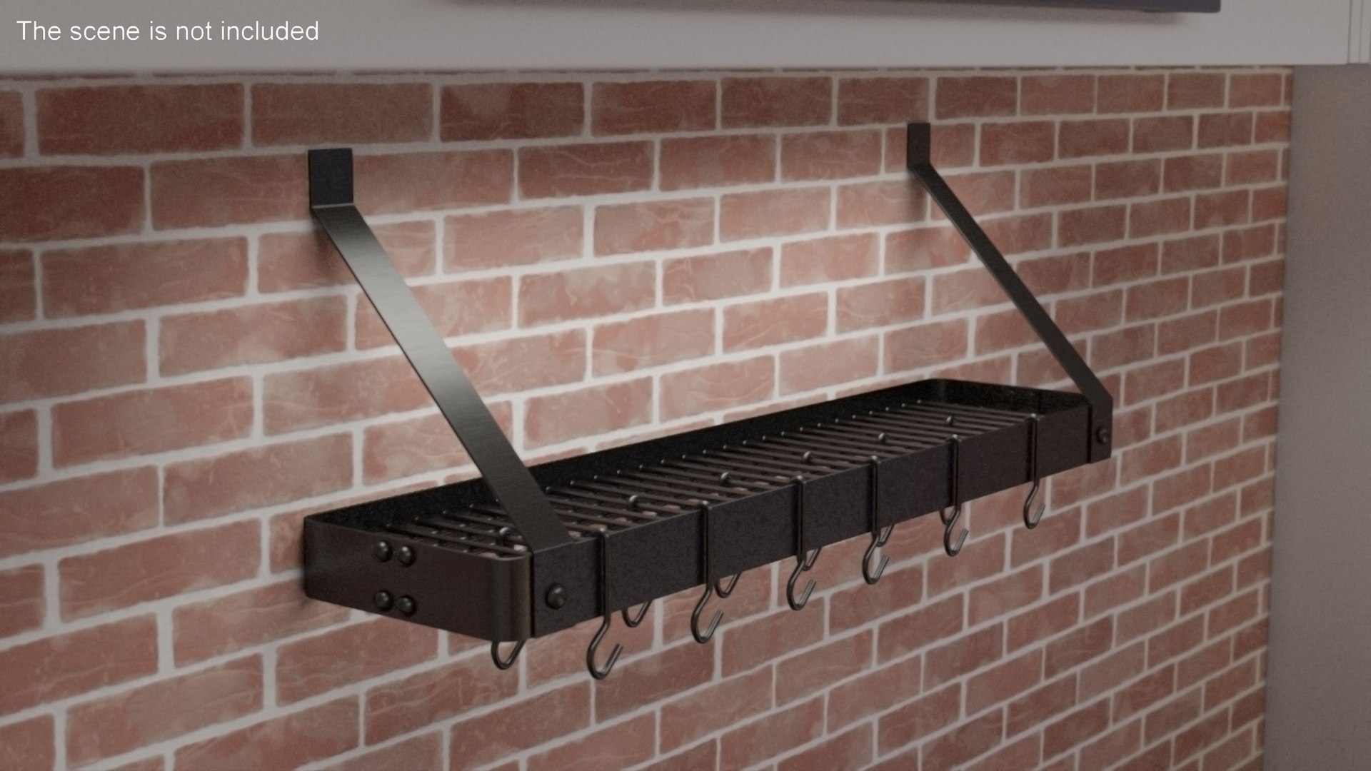 Square Grid Wall Mount Pot Rack Black 3D Model - TurboSquid 2156987