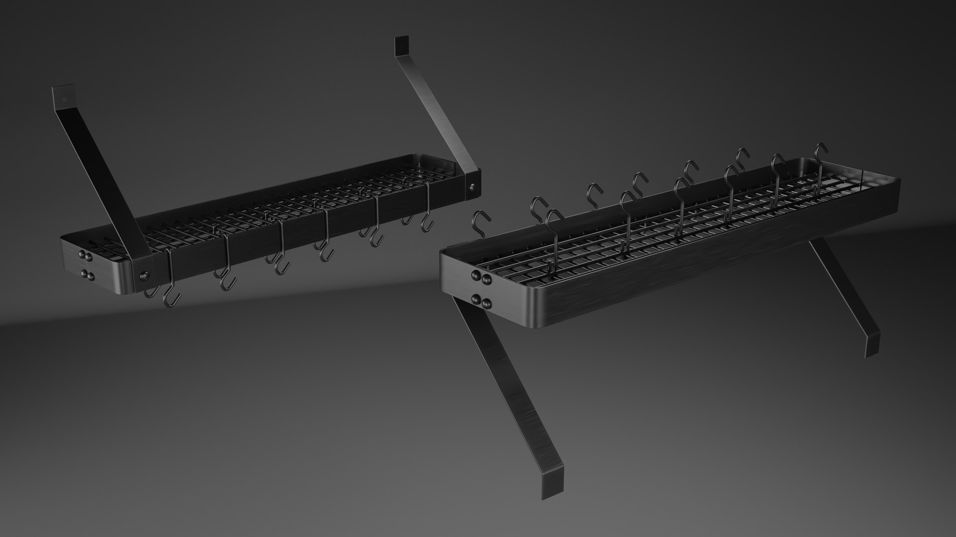 Square Grid Wall Mount Pot Rack Black 3D Model - TurboSquid 2156987