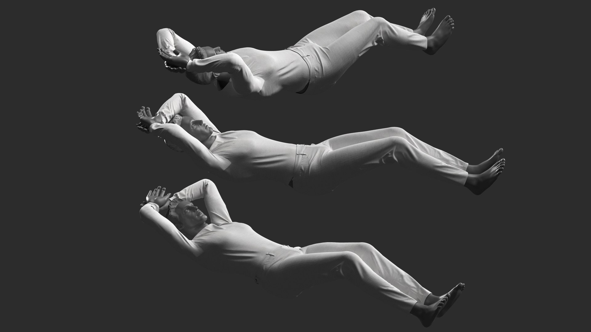Man Mannequin Lying 5 Tomography Poses 3D Model - TurboSquid 1854371