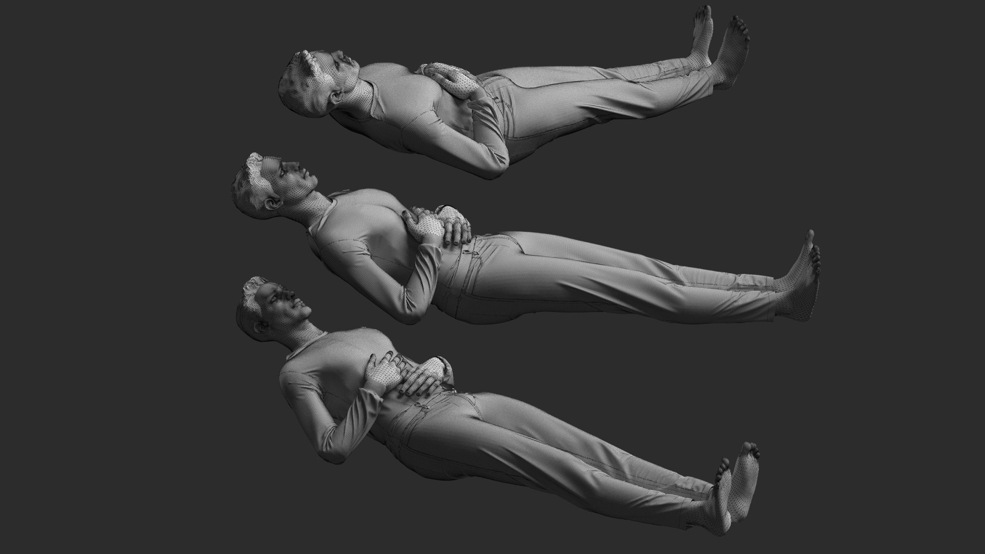 Man Mannequin Lying 5 Tomography Poses 3D Model - TurboSquid 1854371