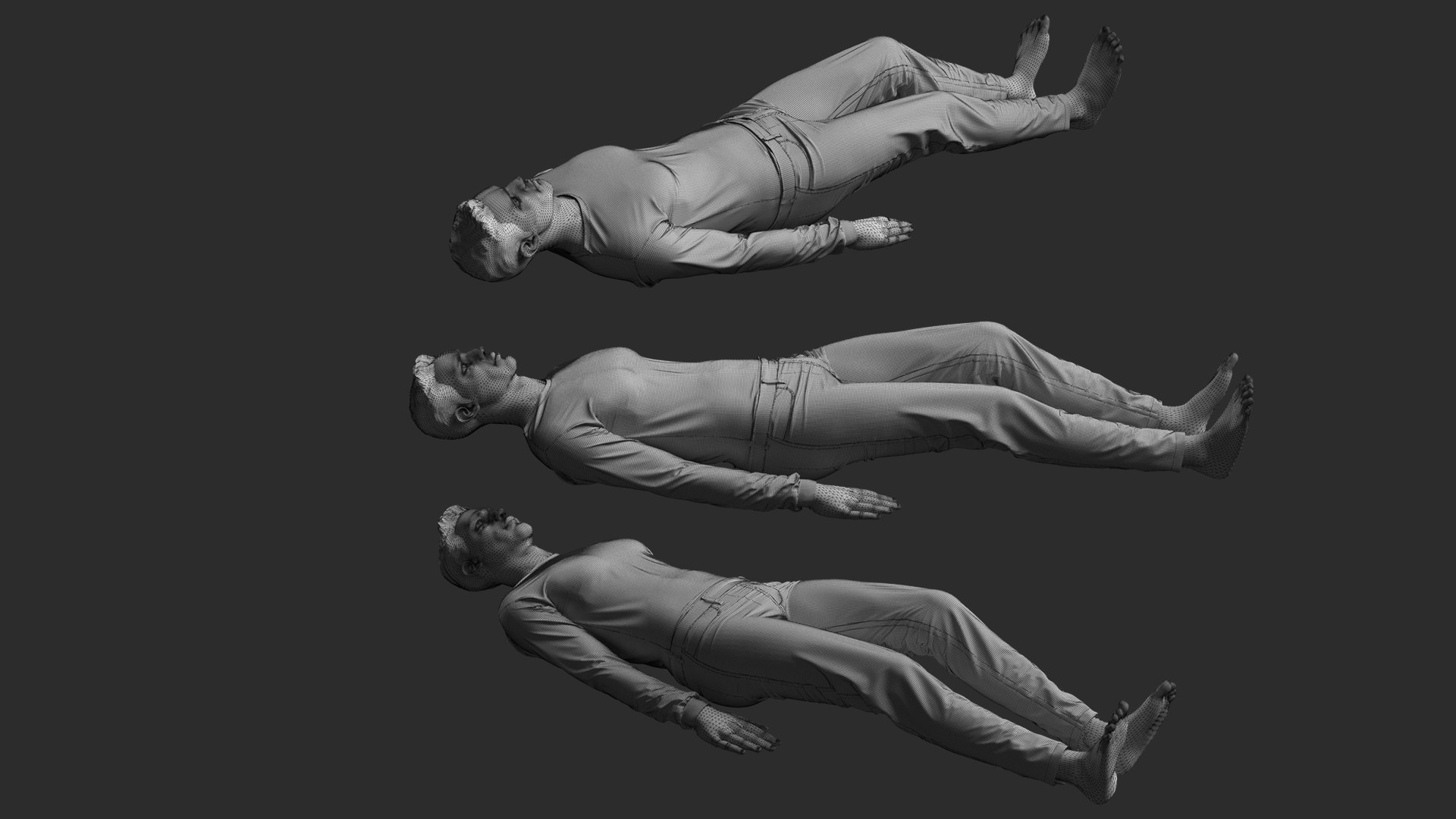 Man Mannequin Lying 5 Tomography Poses 3D Model - TurboSquid 1854371