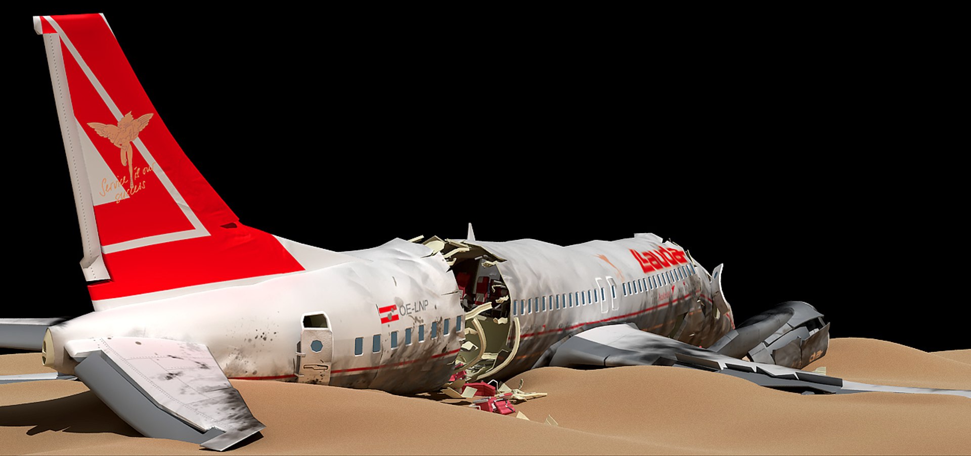 3d Crashed Airplane Model