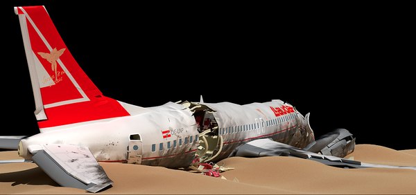 3d crashed airplane model