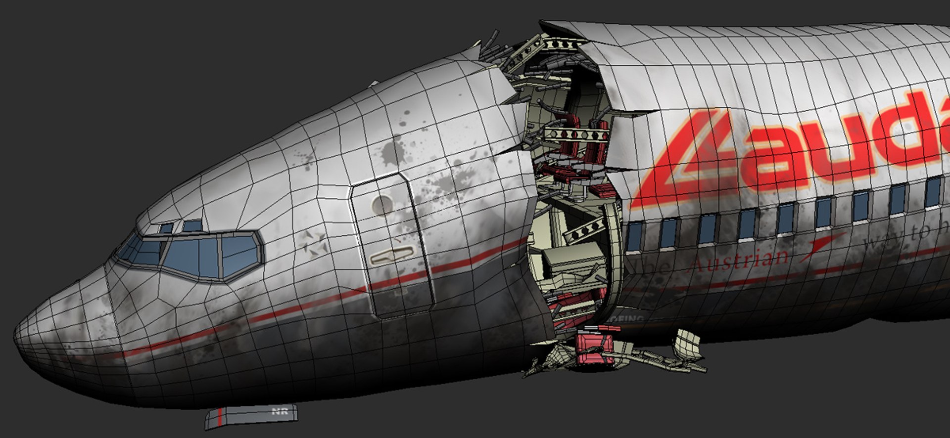 3d Crashed Airplane Model