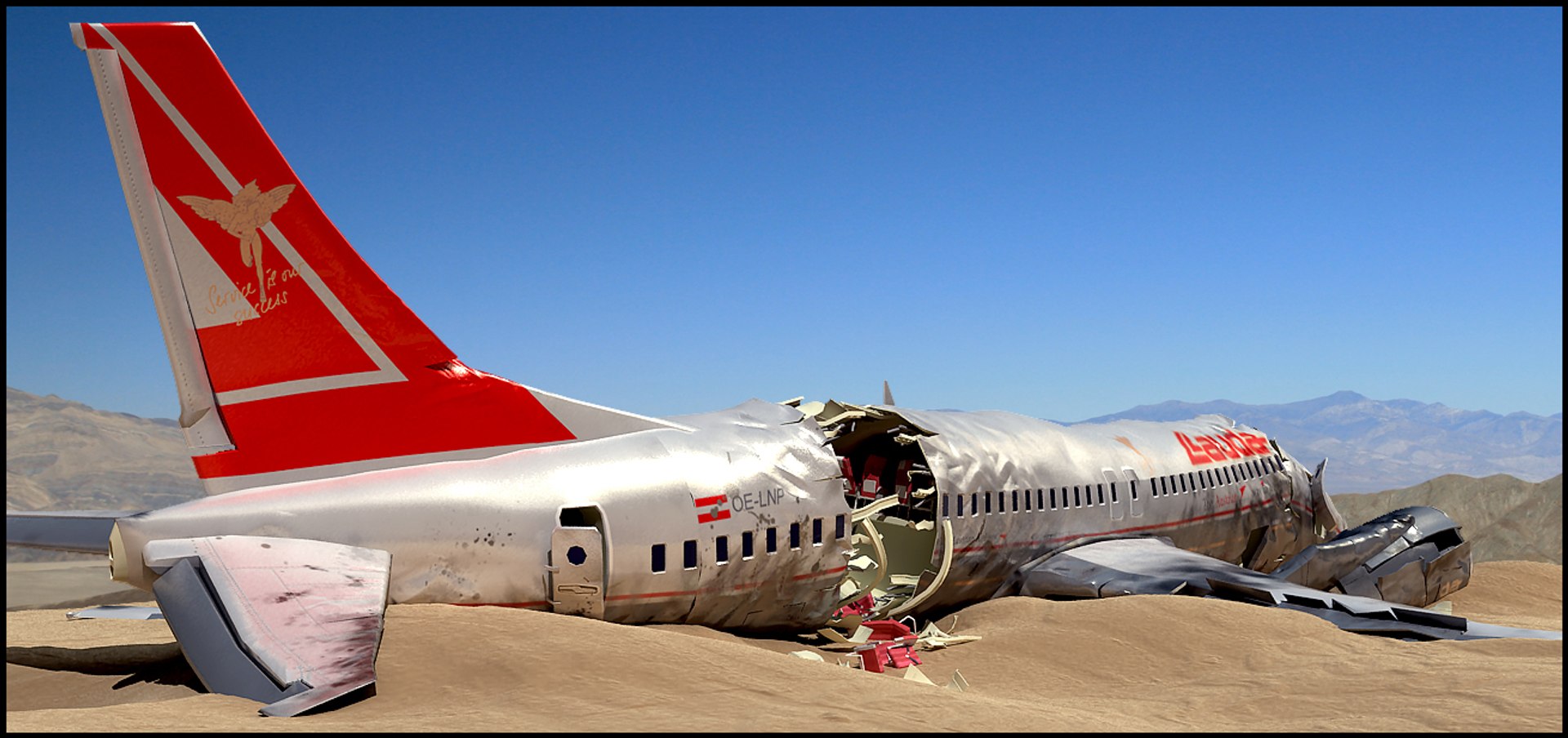 3d Crashed Airplane Model