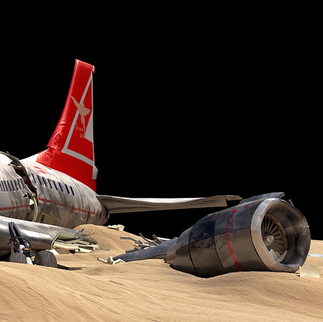 3d Crashed Airplane Model