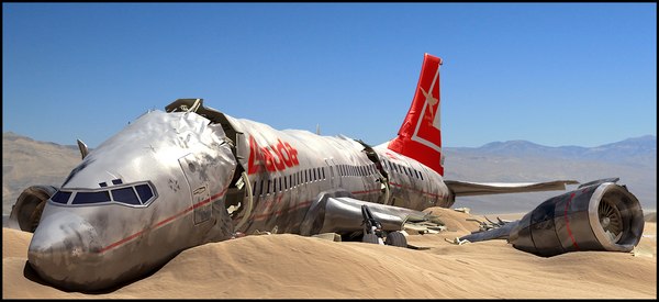3d crashed airplane model
