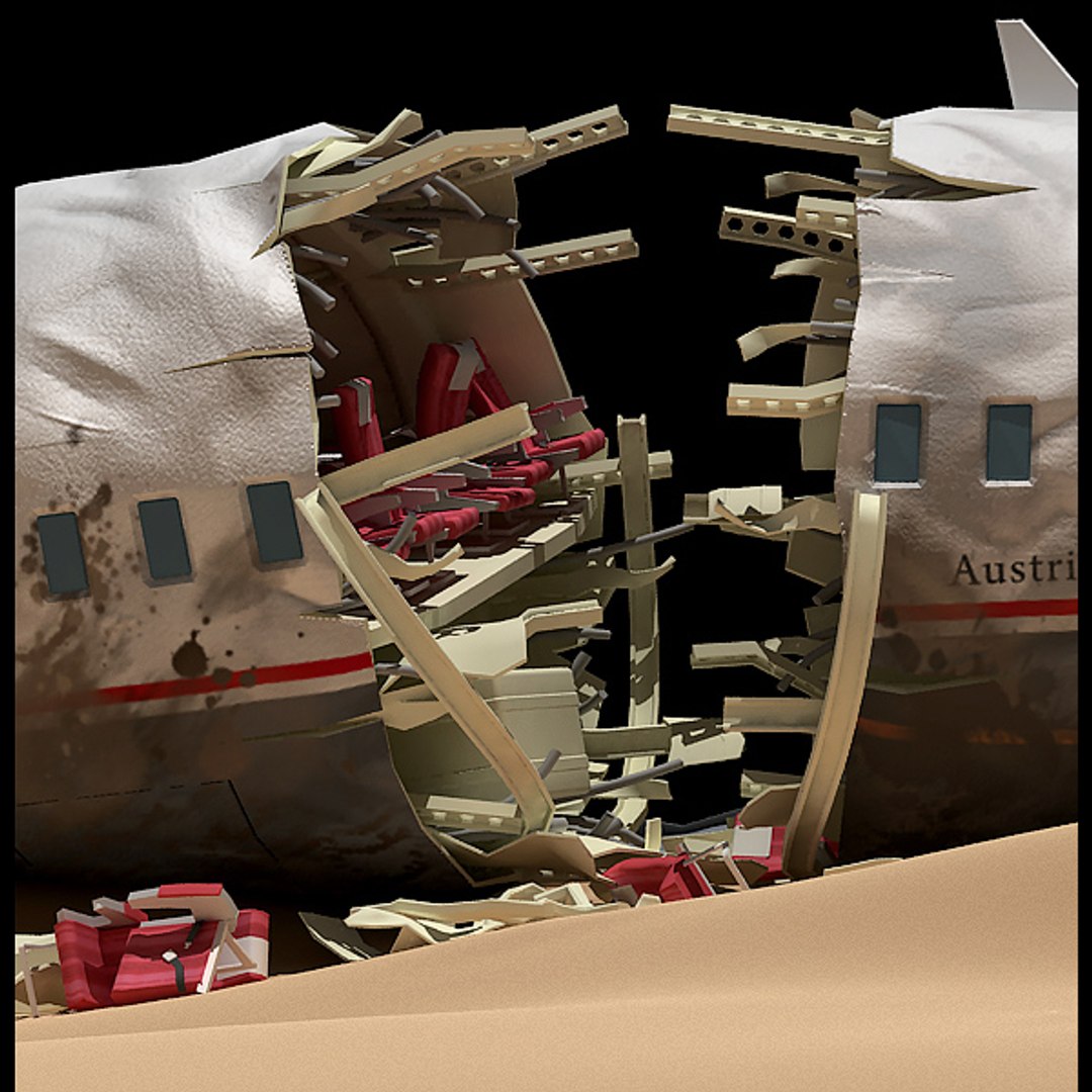 3d Crashed Airplane Model