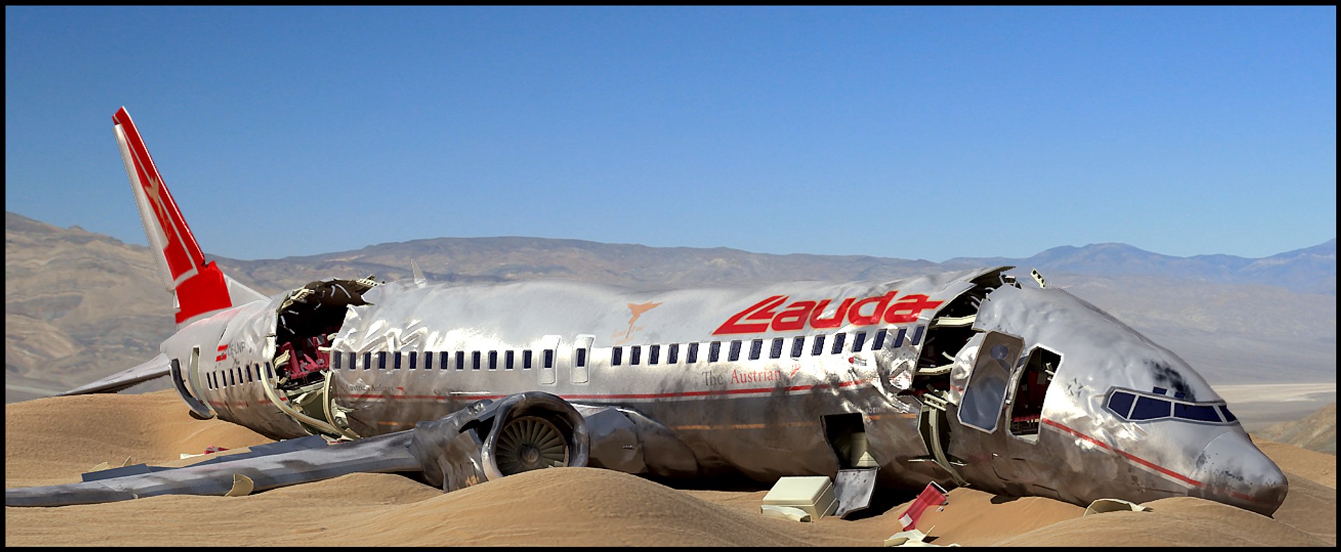 3d Crashed Airplane Model