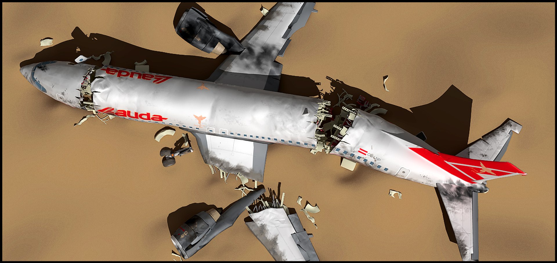 3d Crashed Airplane Model