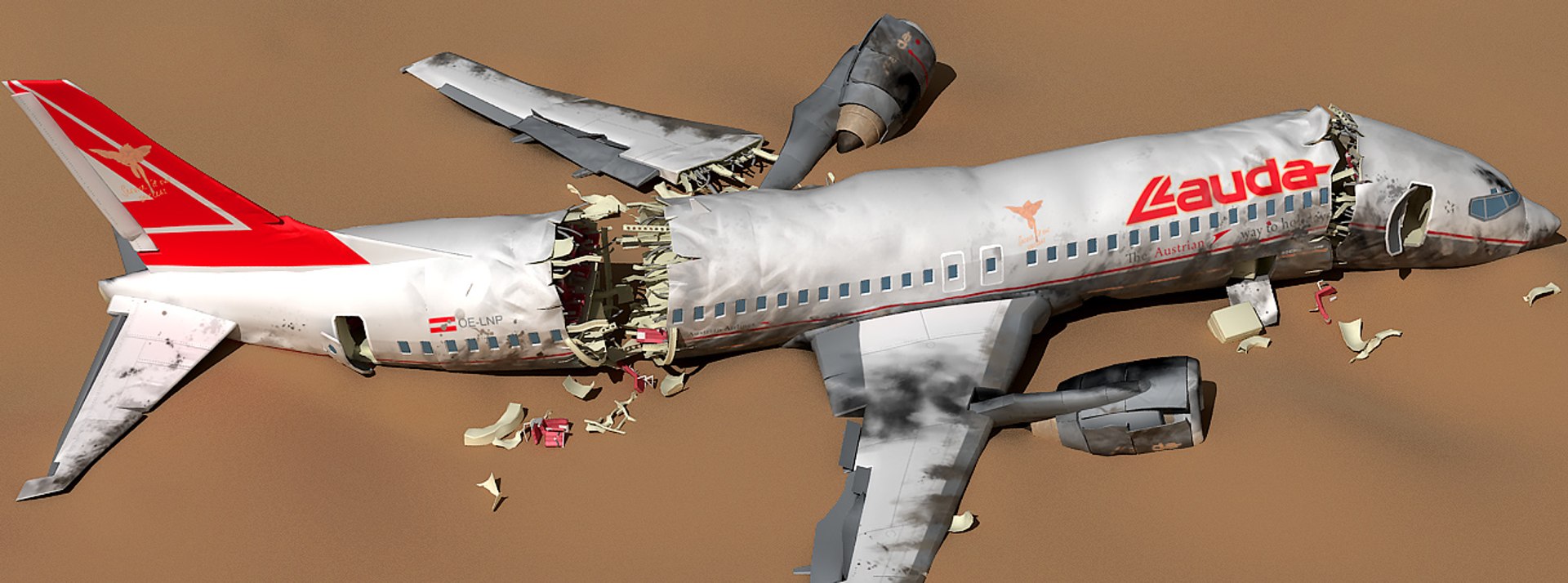 3d Crashed Airplane Model