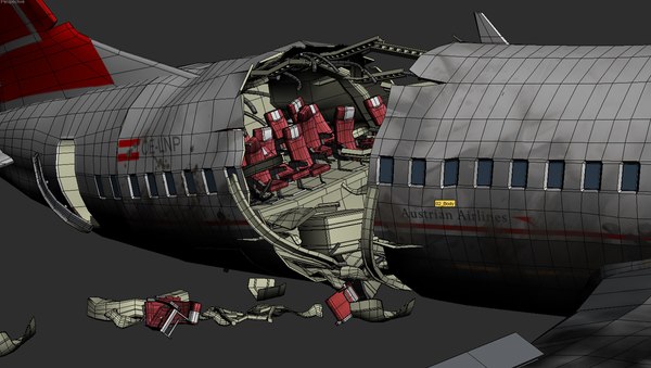 3d crashed airplane model