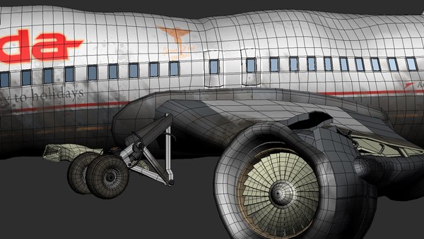 3d crashed airplane model