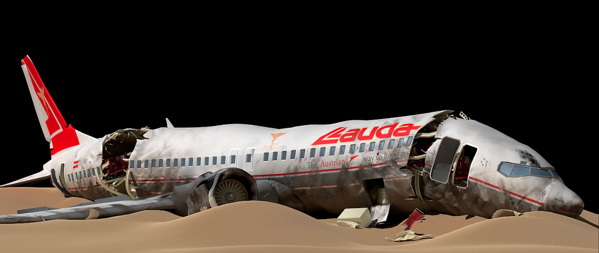 3d Crashed Airplane Model