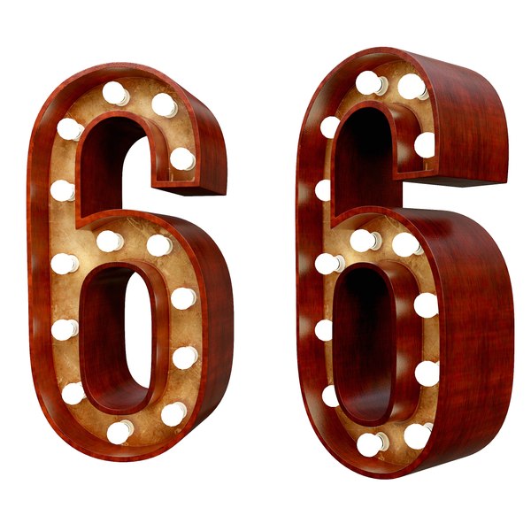 modelo 3d Marquee number six light bulb wooden glow sign 3dmodel ...
