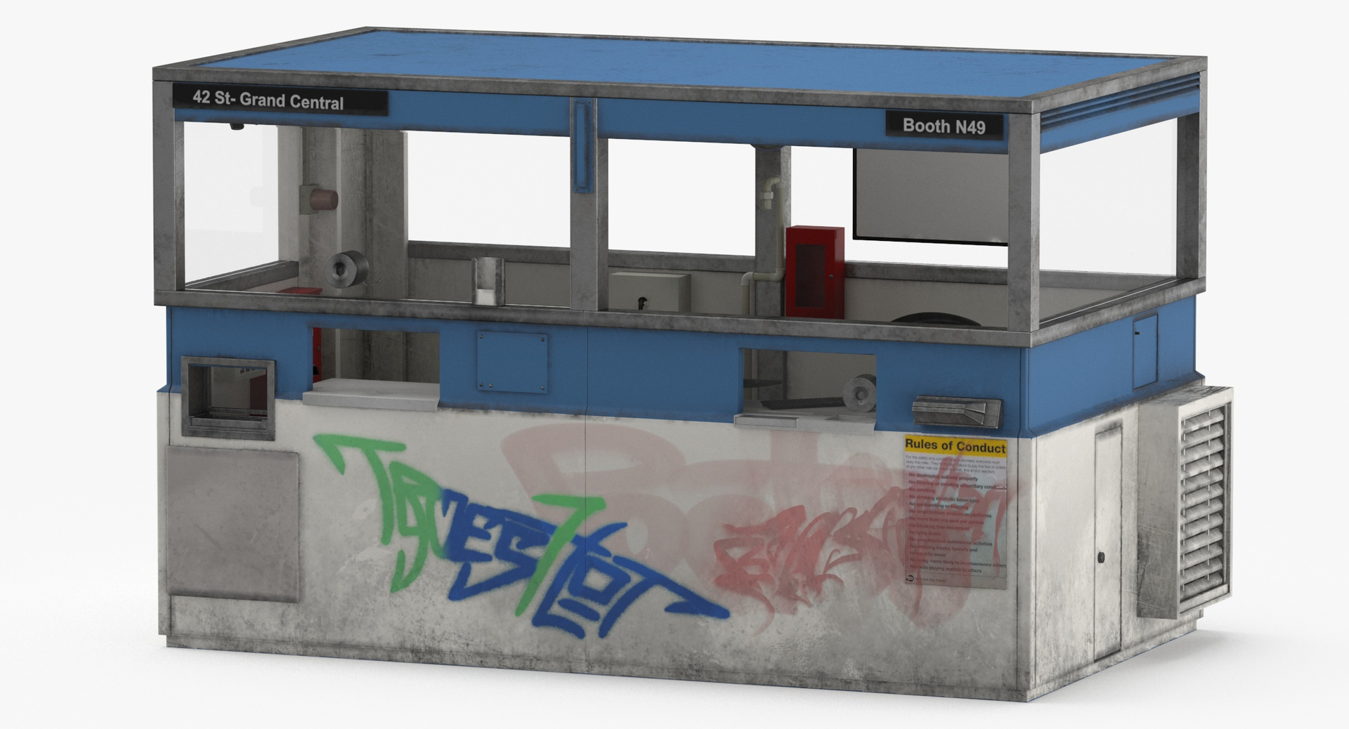 modelo 3d Subway Token Booth Damaged - TurboSquid 2071258