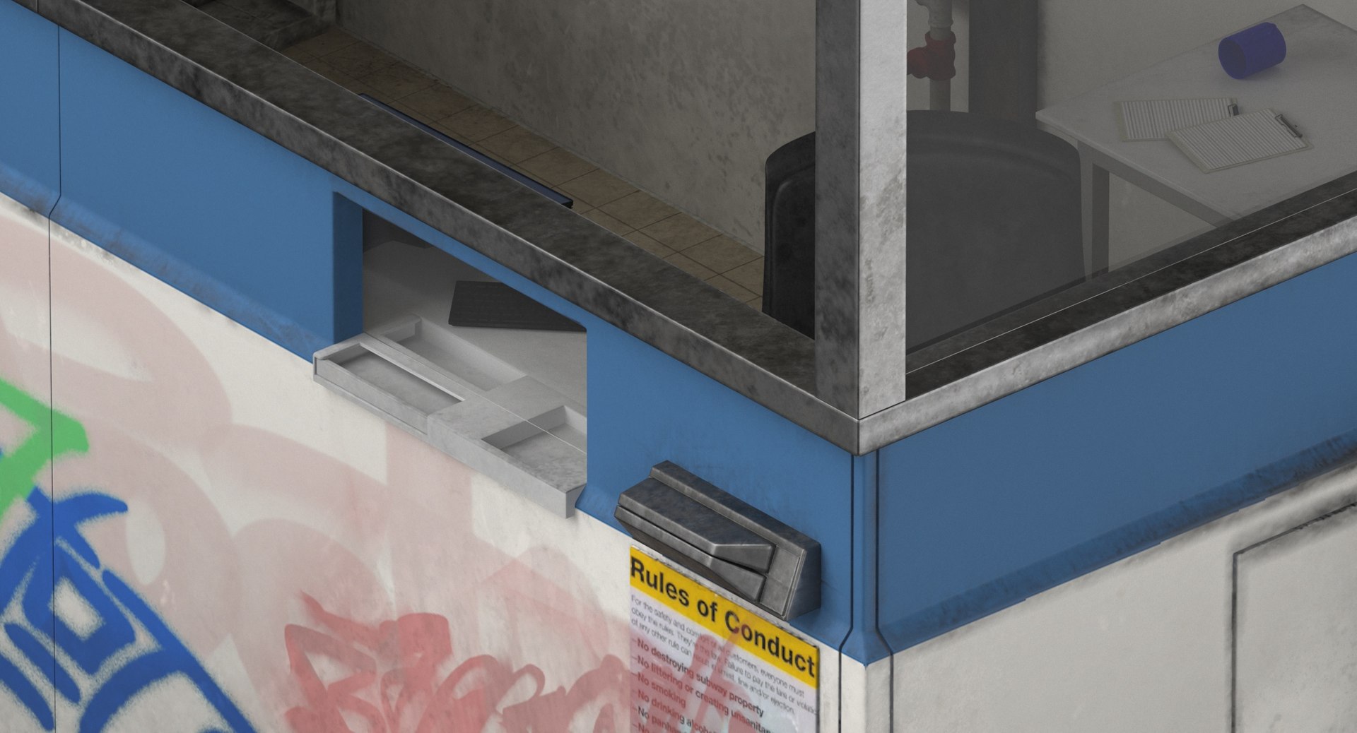 3D Subway Token Booth Damaged - TurboSquid 2071258