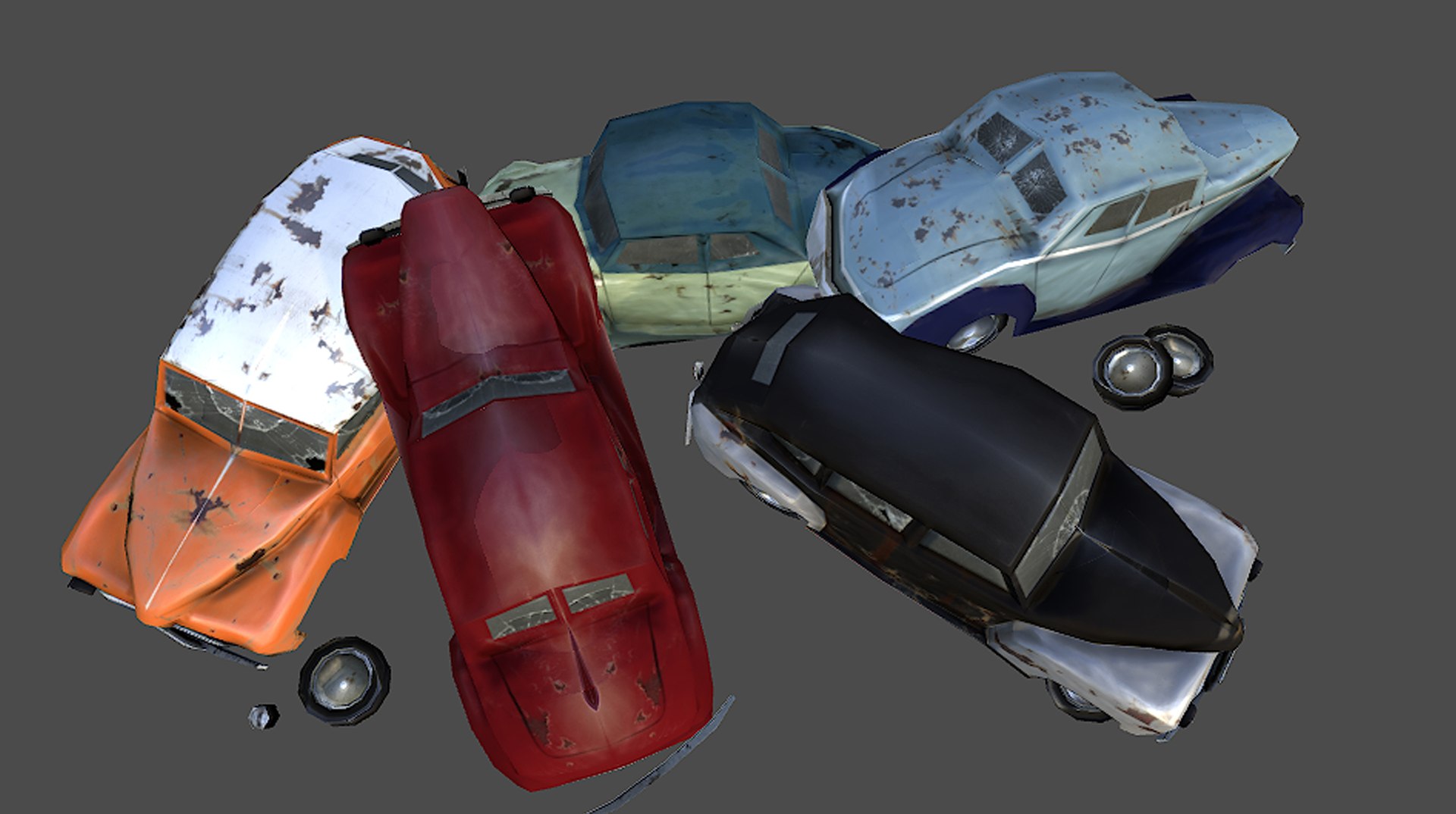 3d Crashed Old Cars Model