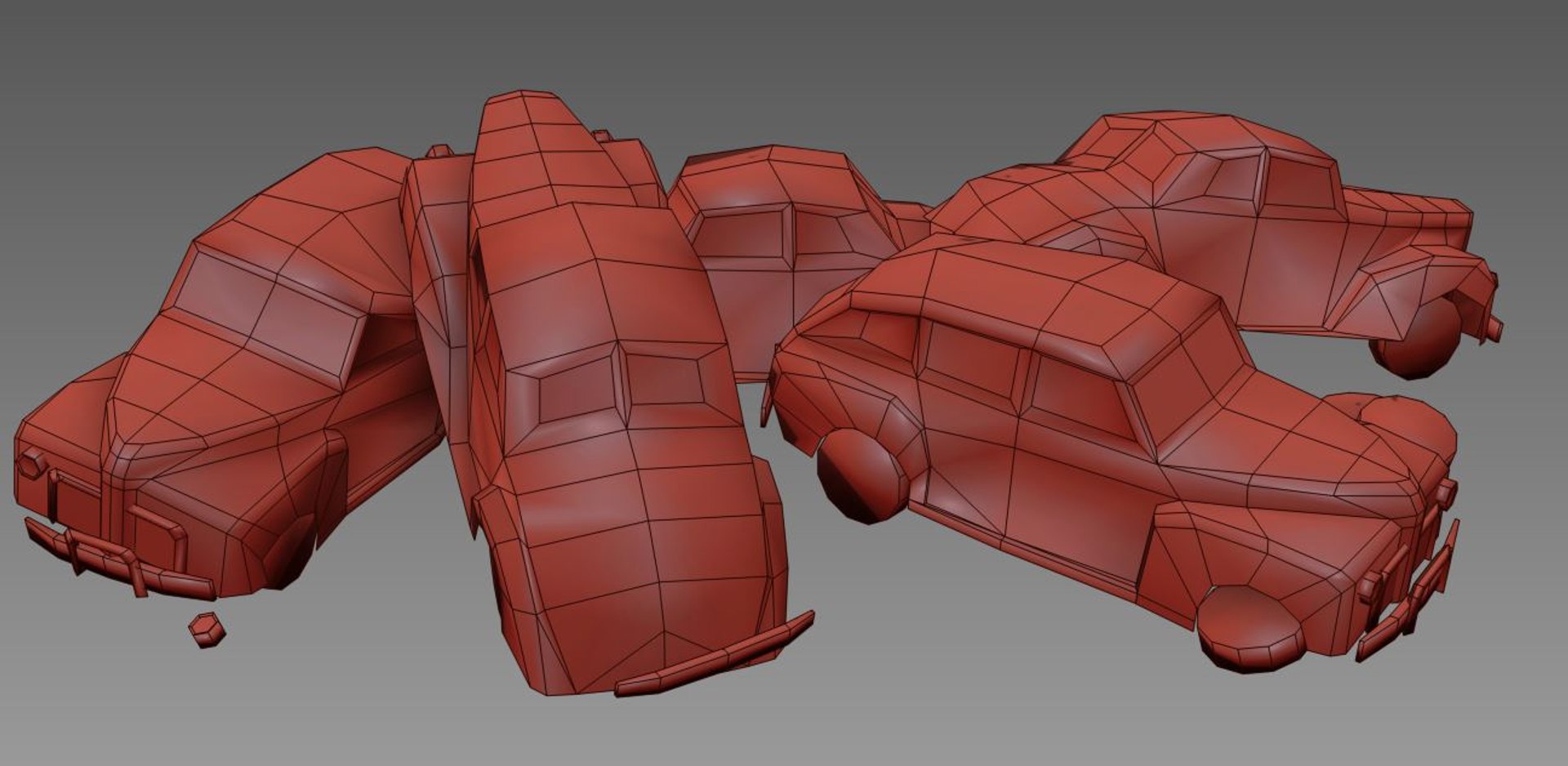 3d Crashed Old Cars Model