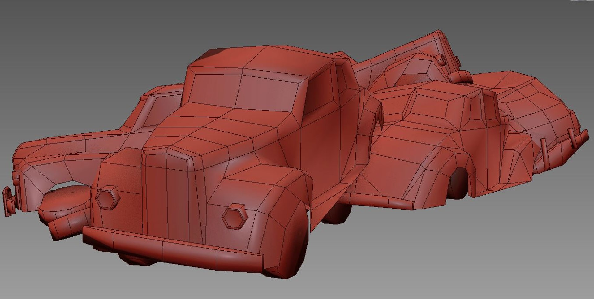 3d Crashed Old Cars Model