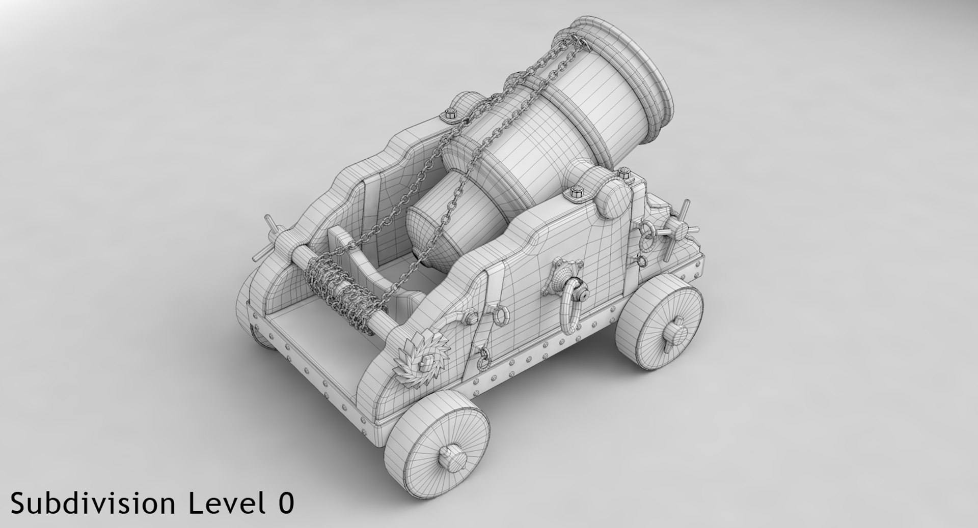 3d model old cannon mortar