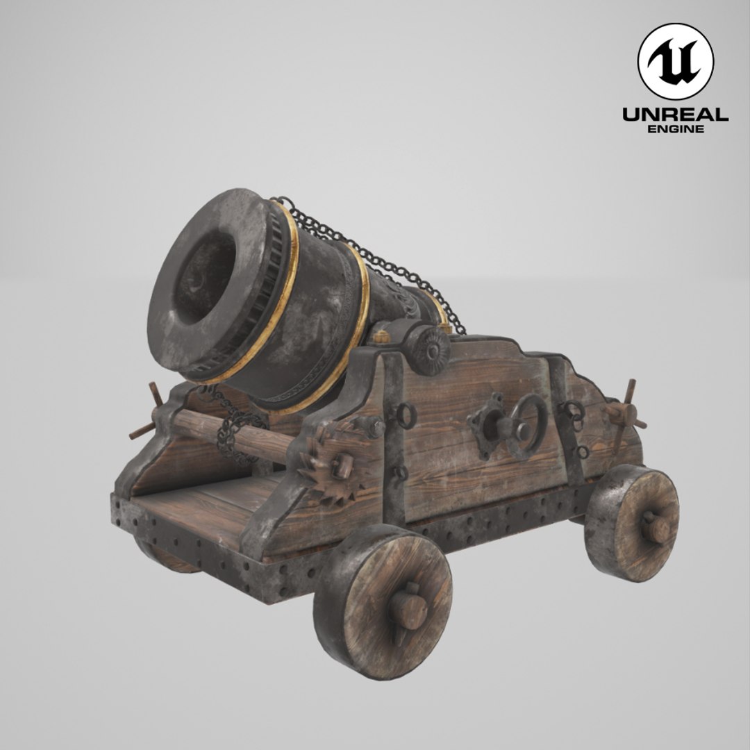 3d model old cannon mortar