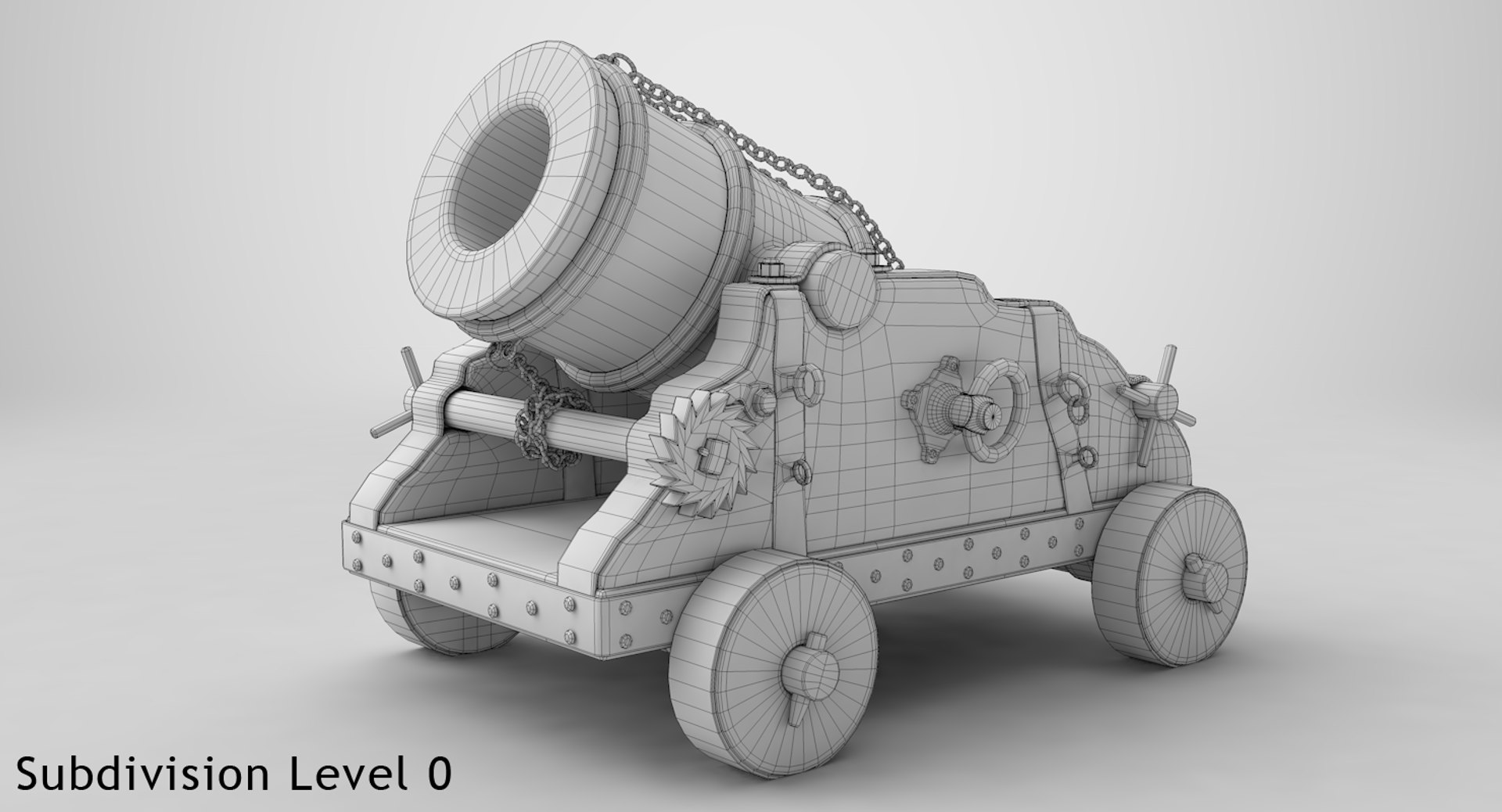 3d model old cannon mortar