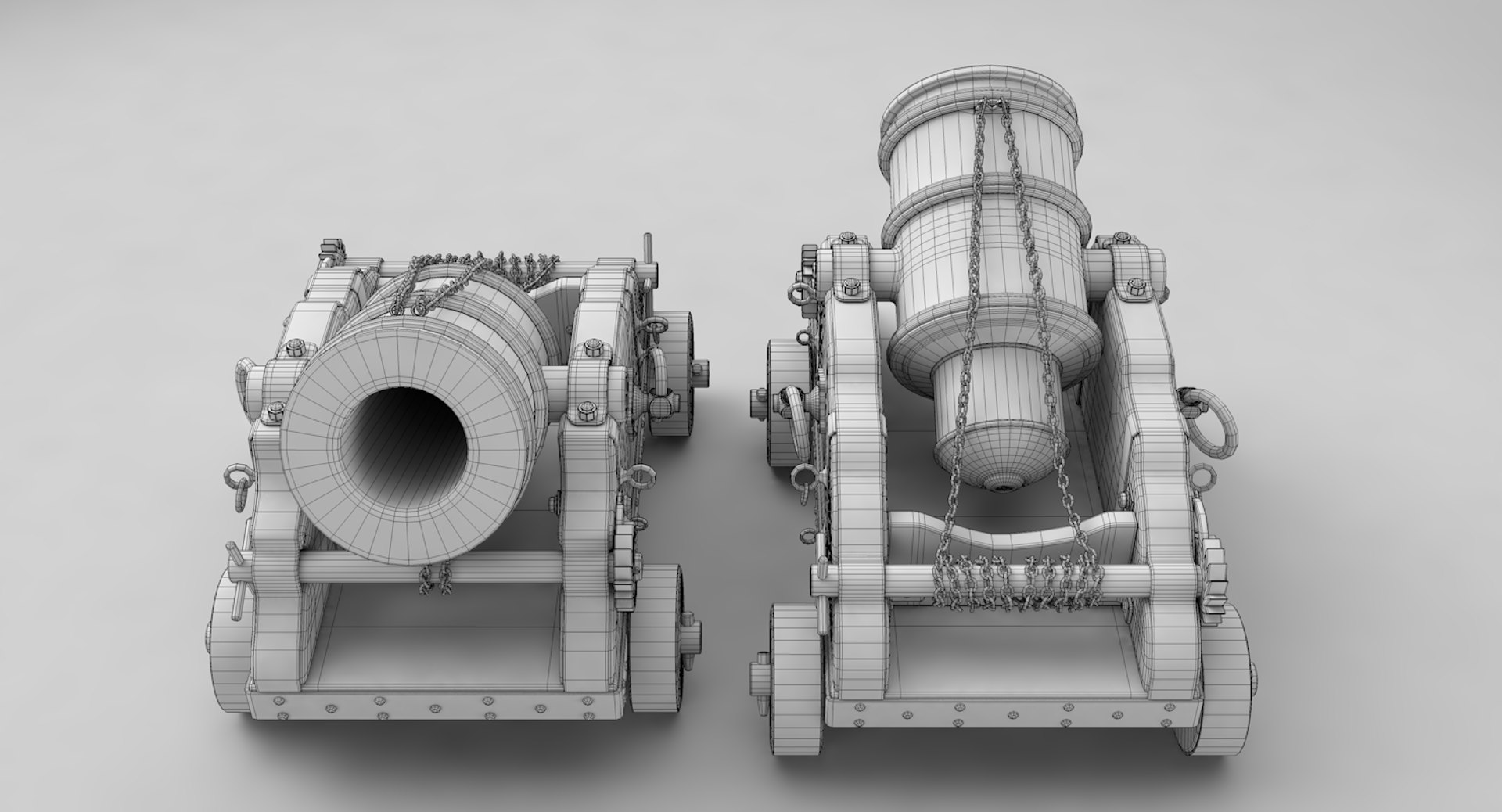 3d model old cannon mortar