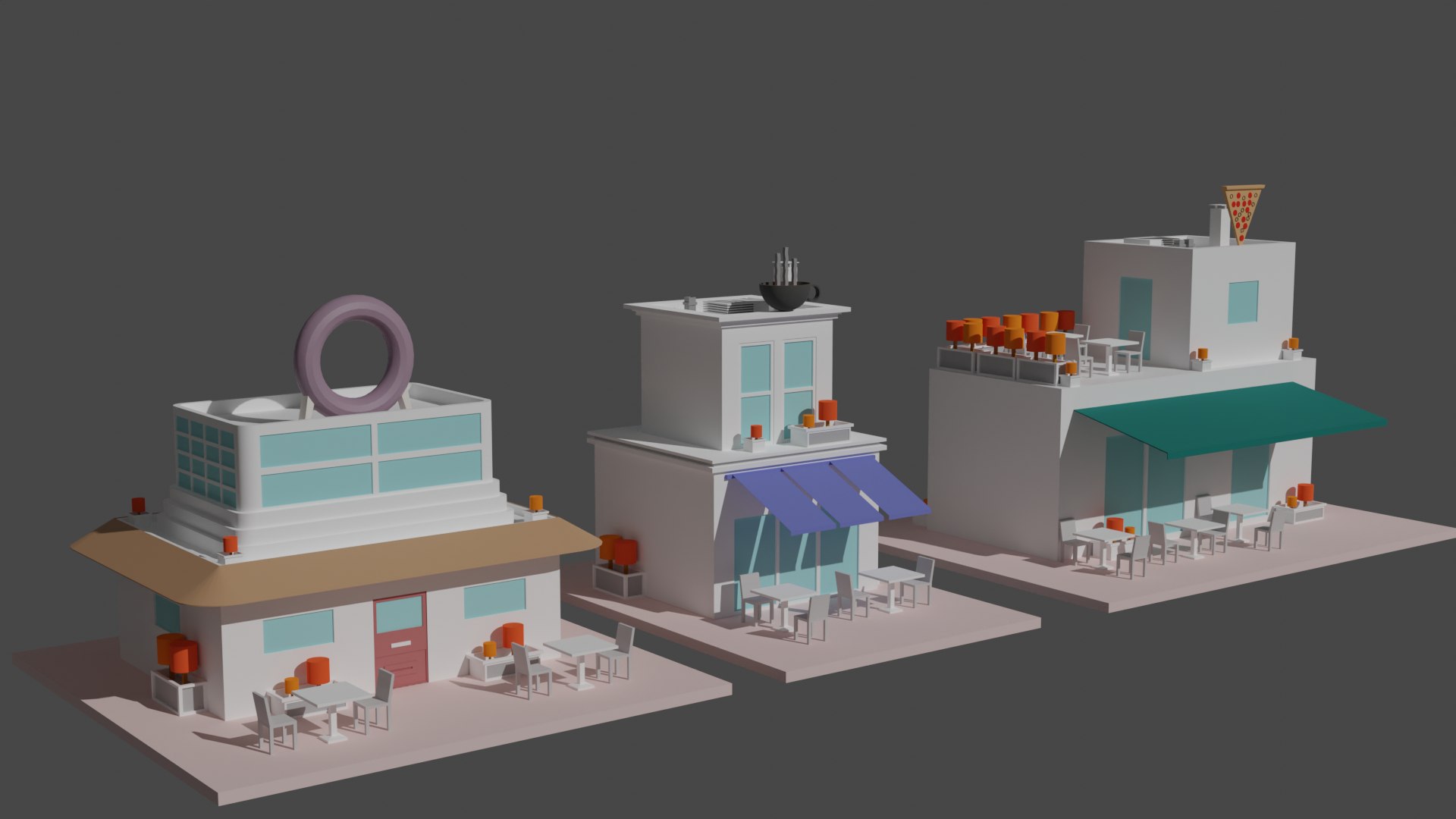 Low Poly Coffee And Pizza Shop 3D Model - TurboSquid 1794992