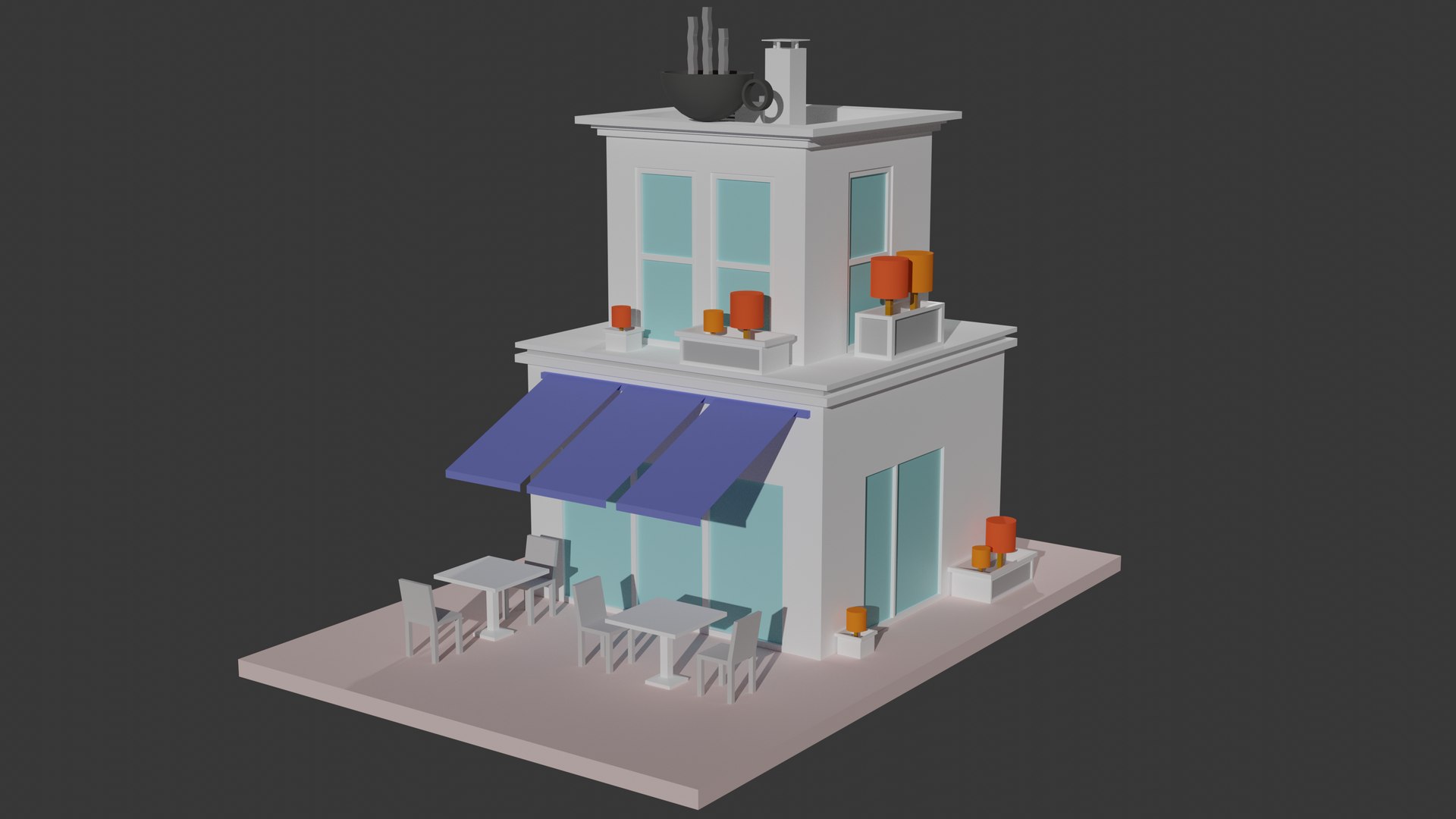 Low Poly Coffee And Pizza Shop 3D Model - TurboSquid 1794992