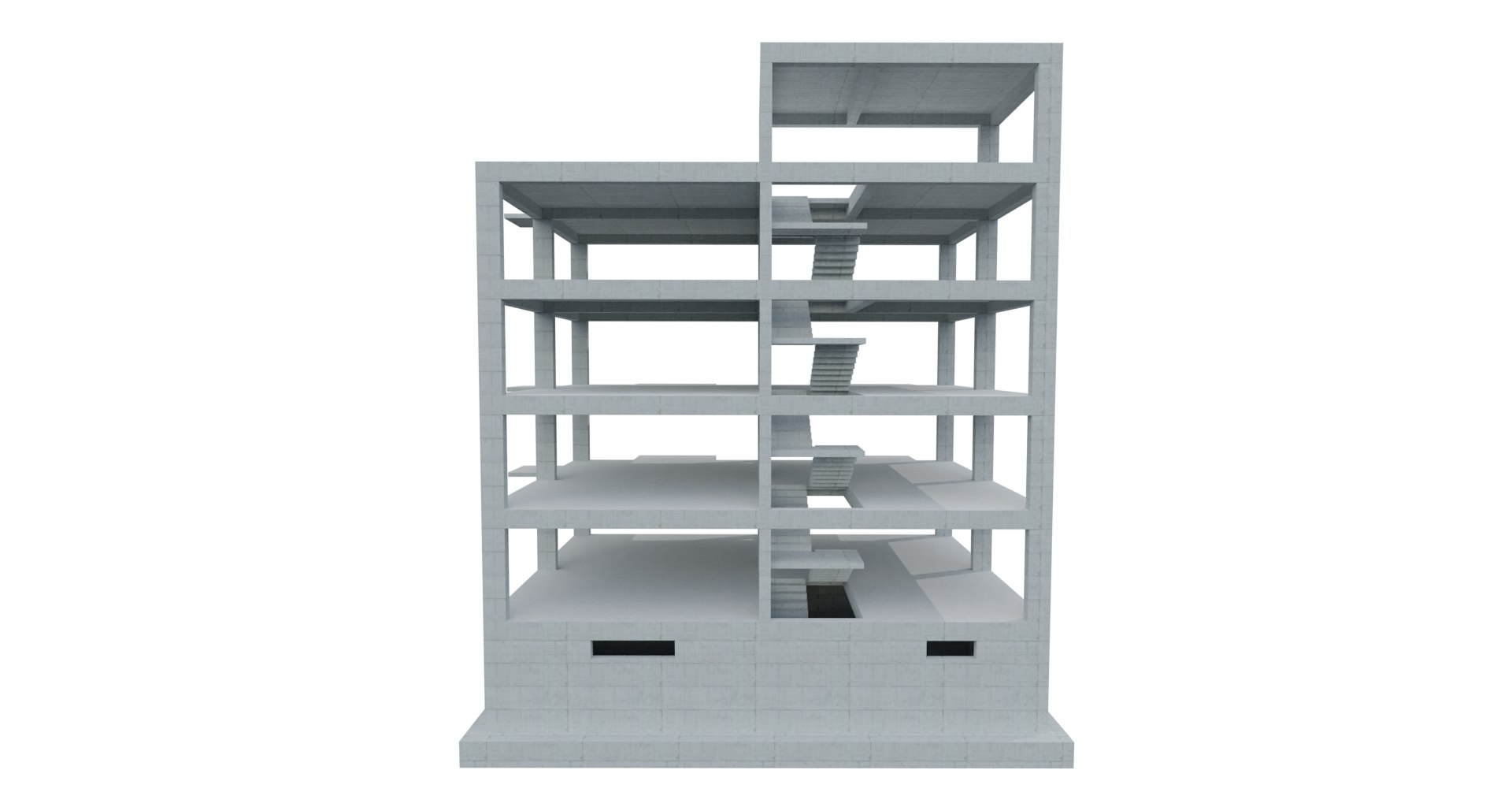 Reinforced concrete building architectural 3D model - TurboSquid 1572313