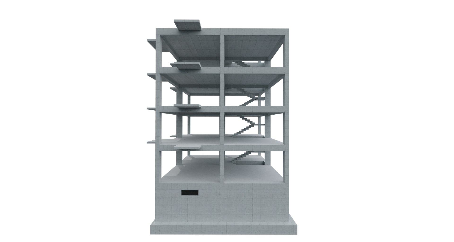 Reinforced concrete building architectural 3D model - TurboSquid 1572313