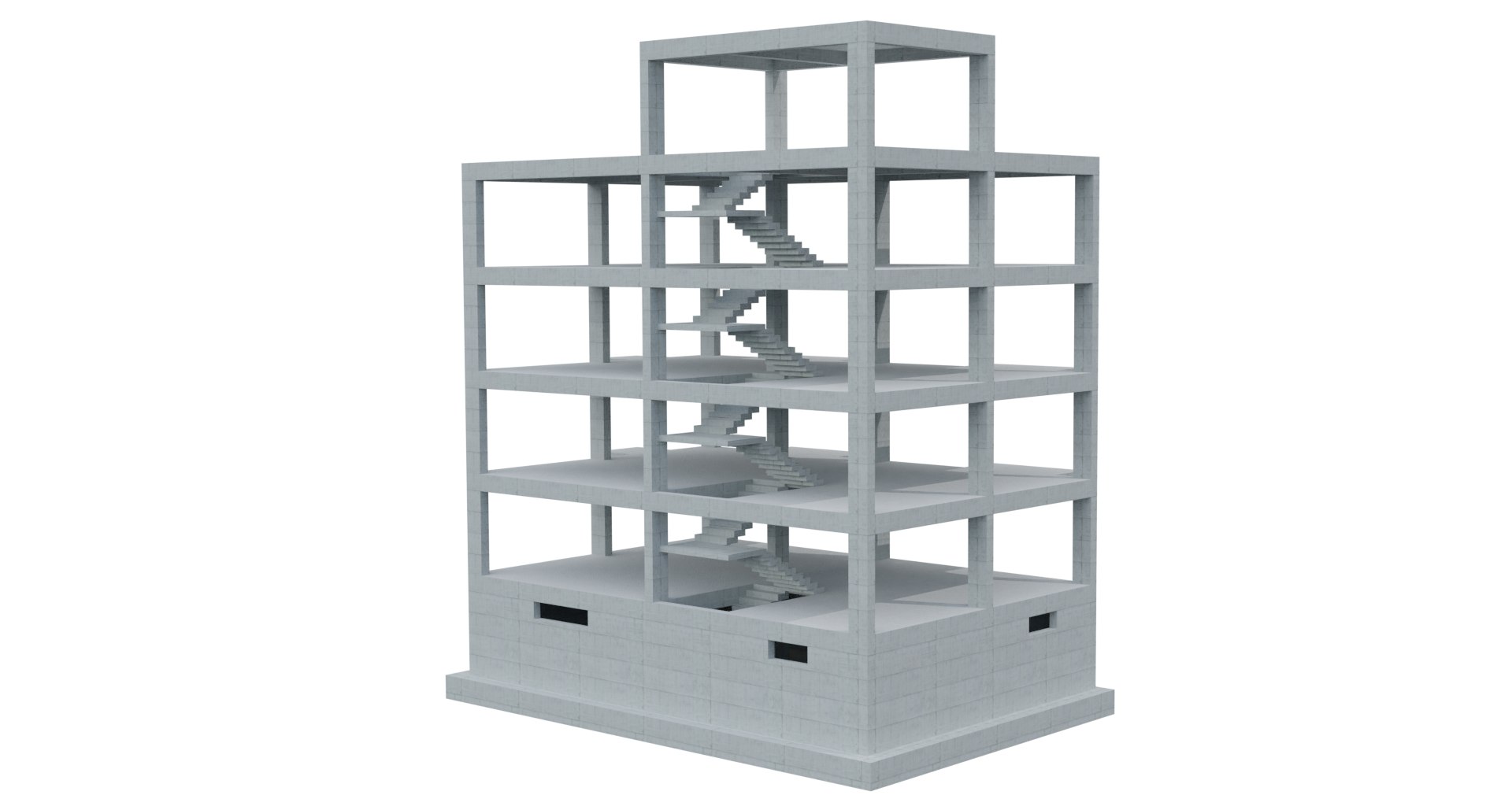 Reinforced concrete building architectural 3D model - TurboSquid 1572313