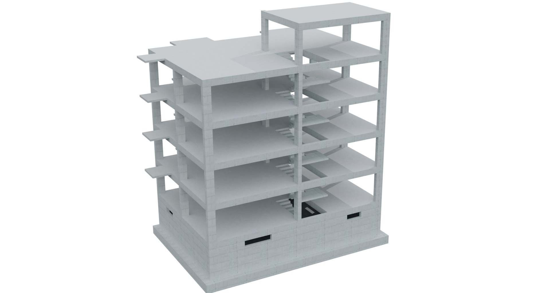 Reinforced concrete building architectural 3D model - TurboSquid 1572313