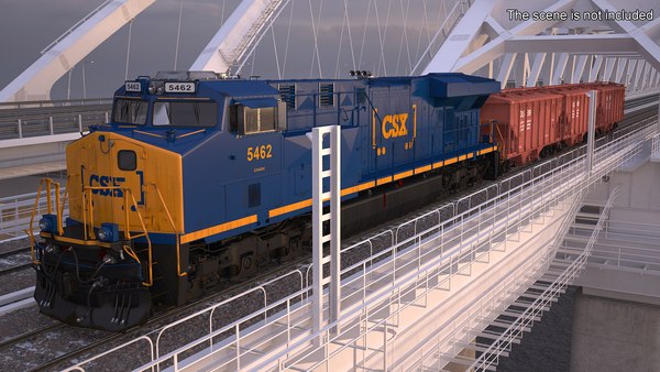 CSX GE ES44AC 机车列车及货车3D模型 - TurboSquid 2218387