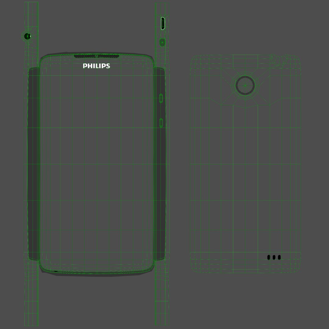 Low-poly Philips Xenium W732 3d Max